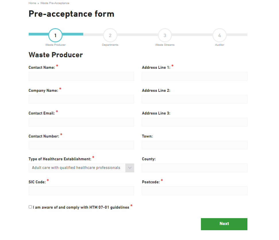 Pre-Acceptance Waste Collection Guide | Direct365